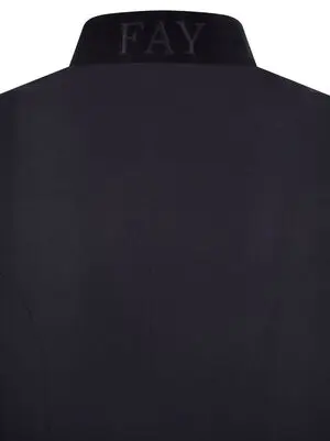 FAY Viscose And Wool Blend Jacket With Contrasting Collar - Blue