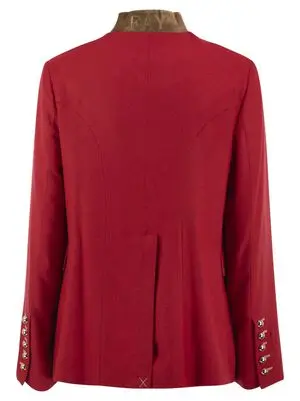 FAY Viscose And Wool Blend Jacket With Contrasting Collar - Red