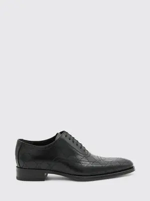 Gucci Perforated Gg Monogram Leather Oxford Shoes - Black