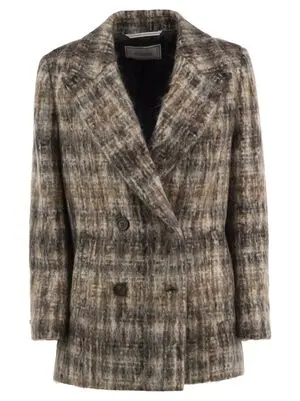 PESERICO Peserico Women Double-Breasted Mohair-Blend Checked Blazer