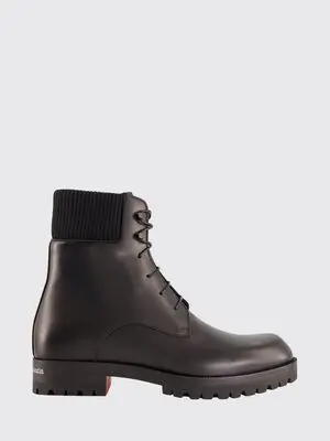 CHRISTIAN LOUBOUTIN Trapman Tct 2 Calfskin Leather Combat Boots With A Lug Sole - Black