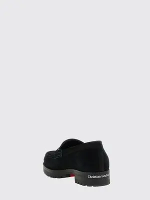 CHRISTIAN LOUBOUTIN Cavavin Suede Calfskin Penny Loafers - Black