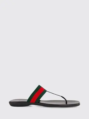 Gucci Flip-flop Sandals In Nylon With Iconic Bicolour Web Stripe - Black