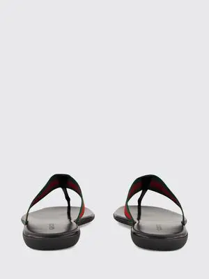 Gucci Flip-flop Sandals In Nylon With Iconic Bicolour Web Stripe - Black