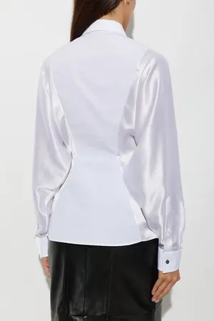 Versace Mixed-fabric Shirt With Crystal-embellished Collar