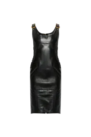 Versace Leather Midi Dress - Black