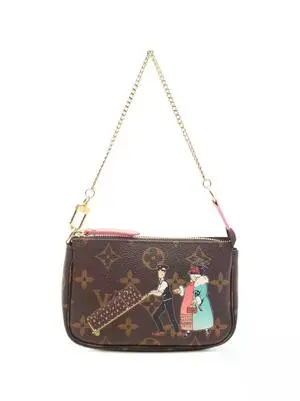 LOUIS VUITTON 2011 Monogram Borderline Pochette Shoulder Bag Brown