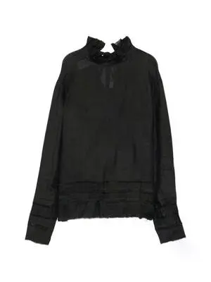 MARIA TURRI Frayed High-neck Top - Black
