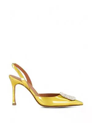 Amina Muaddi Camelia Crystal-embellished Pumps - Yellow