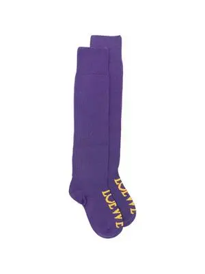Loewe Logo-intarsia Knee-high Socks - Purple