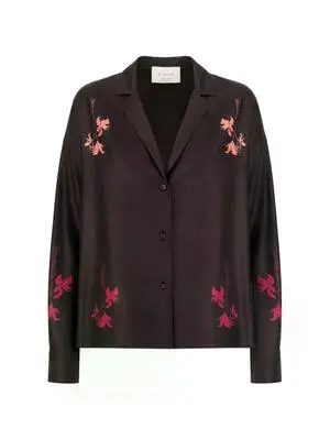 CO.GO Floral-print Silk Shirt - Brown