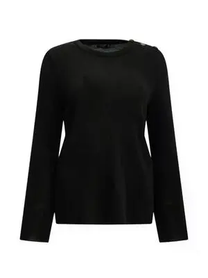 Saint James Button-shoulder Elbow-patch Sweater - Black