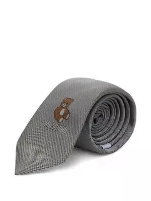 Moschino Teddy Bear Houndstooth-pattern Tie - Black