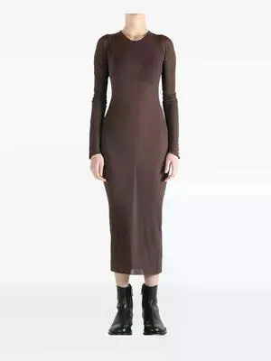 Rick Owens Fine-ribbed Long-sleeve Midi Dress