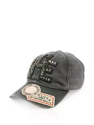 GOLDEN GOOSE Embellished Patch-detail Baseball Cap - Grey