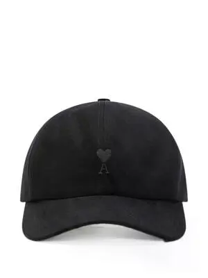 AMI Paris Cotton Cap With De Coeur - Black