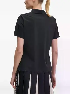 SPORTALM Zip-up Pleated-sleeve Polo Shirt