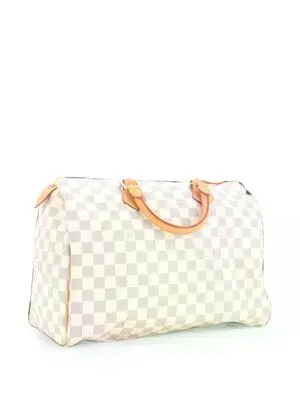 LOUIS VUITTON Speedy Handbag Damier 35 Satchel - White