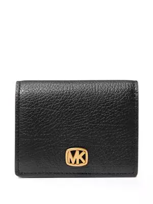 Michael Kors Logo-plaque Pebbled Leather Wallet - Black