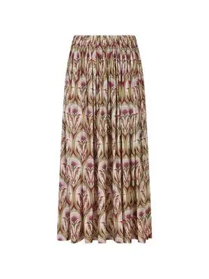 Farm Rio Garden Medal Printed Midi Pleated Skirt