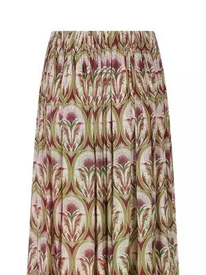 Farm Rio Garden Medal Printed Midi Pleated Skirt