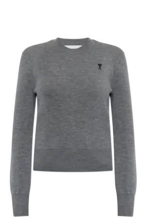 AMI Paris Wool Crew Neck Sweater - Grey