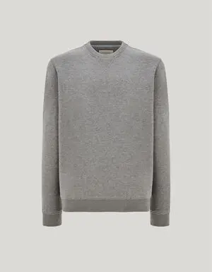 Canali Gray Melange Reversible Jersey Regular Fit Crew Neck - Grey