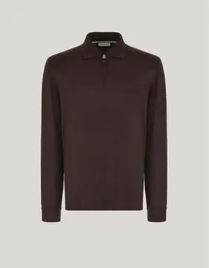 Canali Impeccabile Burgundy Wool Zippered Polo Shirt - Red