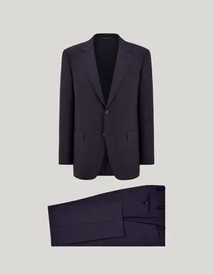 Canali Navy 160's Wool Herringbone Single-breasted Regular-fit Suit - Blue