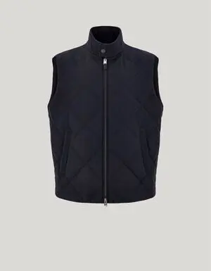 Canali Technical Fabric Quilted Vest - Blue