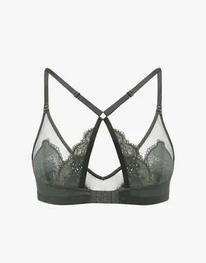 THIRDLOVE All Day Lace Racerback Bralette - Forest Green