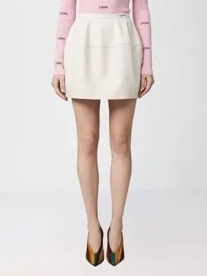 Loewe A-line High-waisted Cotton And Silk Mini Skirt With Side Zip - Cream