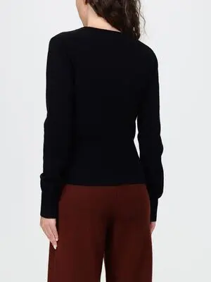 Max Mara Slim Fit Wool And Cashmere Crewneck Jumper With Ribbed Trims - Black
