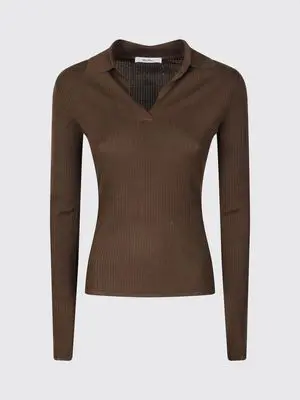 Max Mara Ribbed Silk And Cashmere Knit Polo With V-neck And Slim Fit - Brown