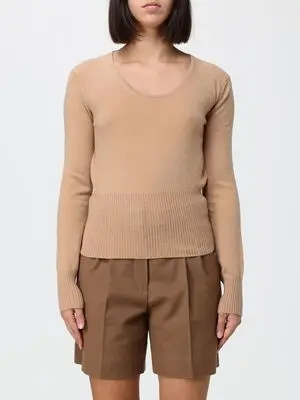 Max Mara Slim Fit Wool And Cashmere Crewneck Jumper With Ribbed Trims - Brown