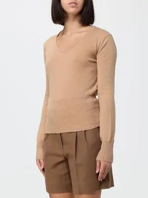 Max Mara Slim Fit Wool And Cashmere Crewneck Jumper With Ribbed Trims - Brown