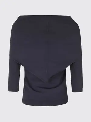 Max Mara Slim Fit Striped Wool Crewneck Jumper With Pussy-bow Neck - Blue