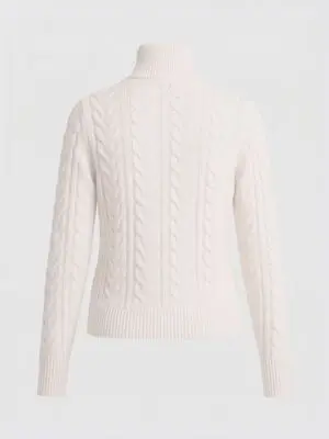 Max Mara Slim-fit Half-zip Turtleneck Jumper In Pure Cashmere With Ribbed Trim