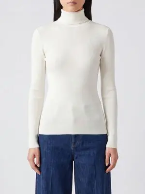 Max Mara Max Mara Women Ribbed Wool Slim Fit Turtleneck Jumper Max Mara White