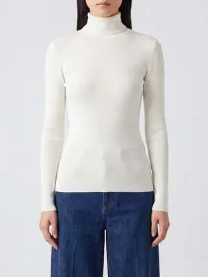 Max Mara Ribbed Wool Slim Fit Turtleneck Jumper - White