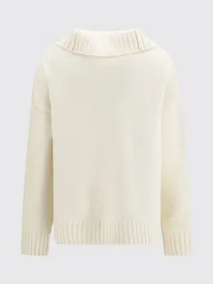 Max Mara Alpaca Blend Jumper With Stand Collar And Half-zip - White