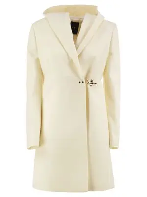 FAY Hooded Coat With Hook Fastening - Cream