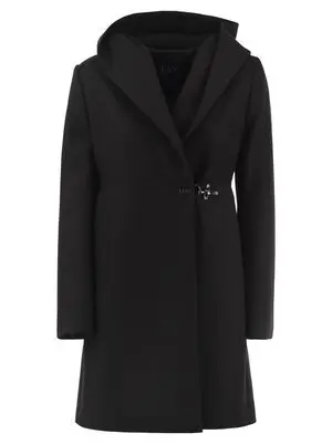 FAY Hooded Virgin Wool And Cashmere-blend Coat - Black