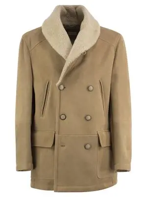 Brunello Cucinelli Double-breasted Shearling Coat - Cream