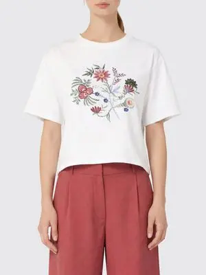 Max Mara Cotton T-shirt With Floral Embroidery - White