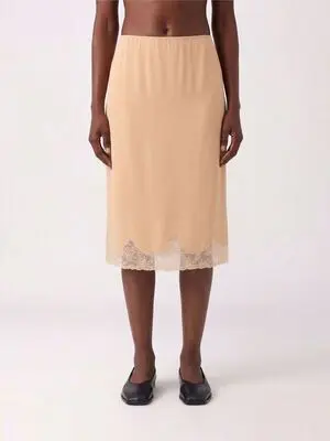 Saint Laurent Silk And Lace Skirt - Cream