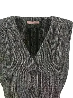 KRISTINA TI Herringbone-pattern Belted Jacket