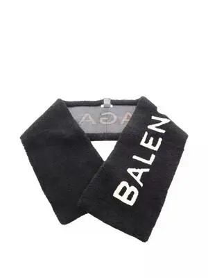 Balenciaga 2010s Logo Mouton Scarf - Black