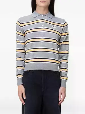 Fiorucci Striped Polo Sweater - Grey