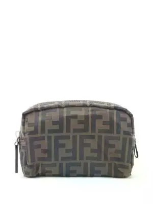 Fendi 2020s Zucca Leather-trim Pouch - Brown